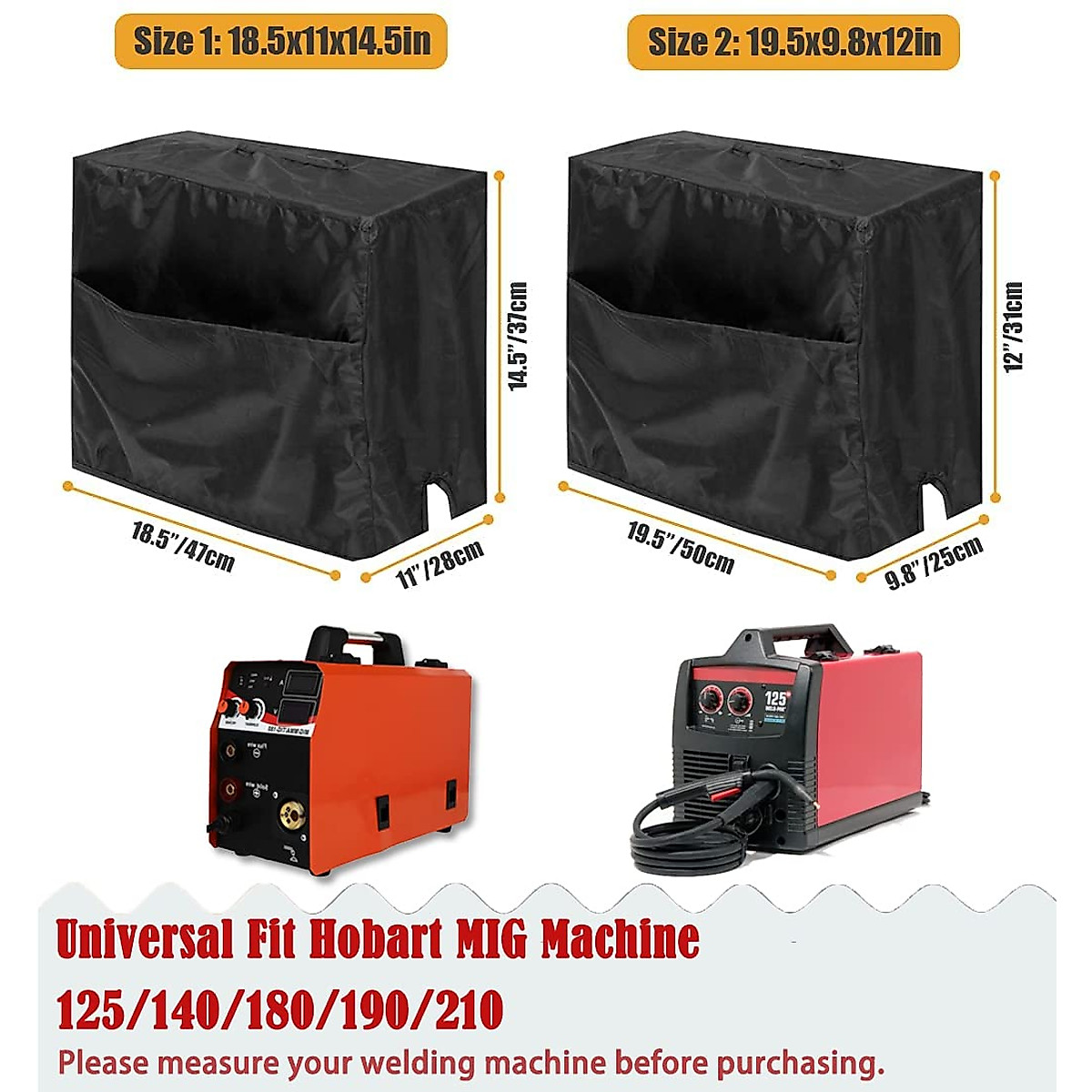 MIG Welding Machine Cover Waterproof Welder Cover for Hobart MIG Machine 125/140/180/190/210 Patio Welder Cover (18.5x11x14.6in/ 47x28x37cm)