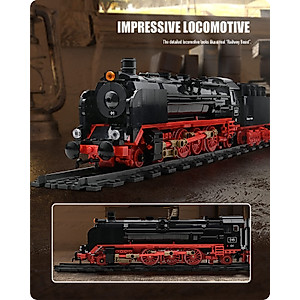 Nifeliz BR01 Steam Train Building Kit and Engineering Toy, Collectible Steam Locomotive Display Set, Train Set with Train Tracks, Top Present for Train Lovers (1173 PCS)