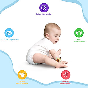SIYWINA Wrist Rattle Foot Finder Socks 4 Pcs Baby Rattle Toys Gift for Infant Boy Girl
