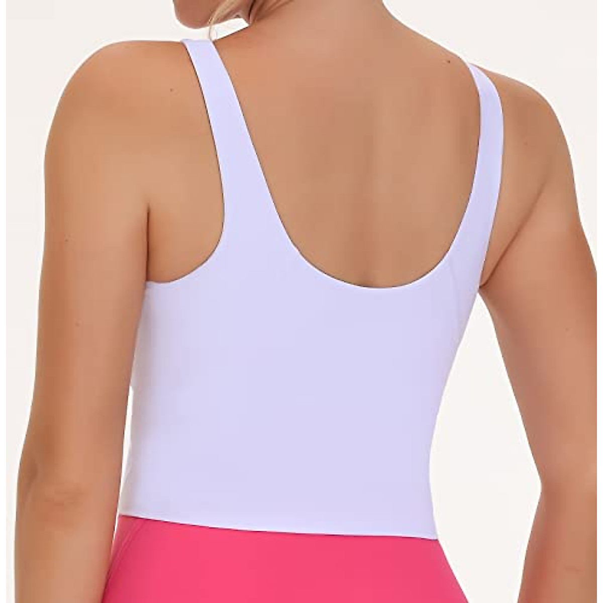 THE GYM PEOPLE Women's Sports Bra Sleeveless Workout Tank Tops Running Yoga Cropped Tops with Removable Padded White