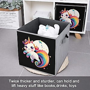 Unicorn Cat Foldable Storage Bins with Handles Storage Cubes Closet Organizer for Living Room Bedroom 6PCS