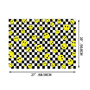 littkeef cliaet Smiley Pattern Wrapping Paper, 12 Sheets, Plaid Yellow, Coated Paper, 20'' x 27'', Multi-Occasion