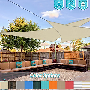 COARBOR 12'x12'x17' Sun Shade Sail Right Triangle Canopy Sunshine Block Heavy Duty Shade Fabric Cover for Outdoor Pergola Yard Patio Deck Carport Garden (Beige)