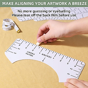 MFJUNS 10 PCS T-Shirt Ruler Guide - Tshirt Measurement Tools for Children Youth Adult, V-Neck/Round PVC Rule Rulers Designs Heat Press Accessories for Vinyl Alignment, Heat Press