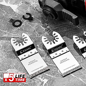 EZARC Diamond Oscillating Blade, Flush Cutting Oscillating Multi Tool Saw Blades for Grout Removal, Cleaning Mortar DO34F, 3-Pack