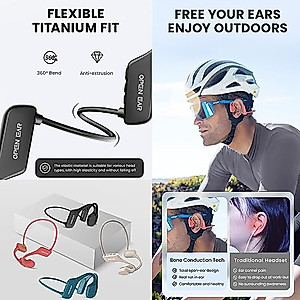 Ttbesmi Running Wireless Waterproof Bone Conducting Conduction Headphones Bluetooth Bone Conduction Earbuds Earphones Headset Waterproof Open Ear Earbuds Headphones Wireless Bluetooth
