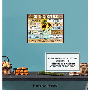 Home Office Wall Art & Decor - Teamwork Wall Art - Encouraging Wall Decor - In This Office We Are A Team Inspirational Saying - Inspiring Positive Quotes Sayings - Motivational poster UNFRAMED 8x10