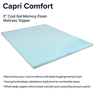 Flash Furniture Capri Comfortable Sleep 3 inch Cool Gel Memory Foam Mattress Topper - Queen, Blue