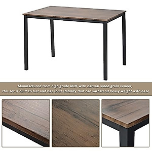 Wycian Kitchen Chair High Chair Seat, Sofa Desk Chair 5PCS Metal & Wood Brown Living Room Bedroom Dining Rooms Garden