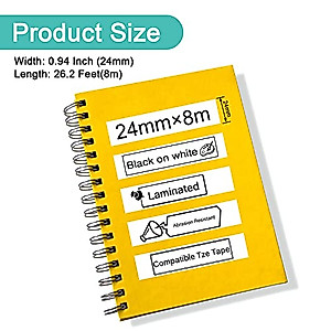 NineLeaf 10 Pack Compatible for Brother P-Touch TZe-251 TZ-251 TZe251 TZ251 Black on White Label Tape 24mm 0.94 1'' Laminated White TZe TZ Tape for Ptouch PTD600 P710BT P750W P700 E500 Label Maker