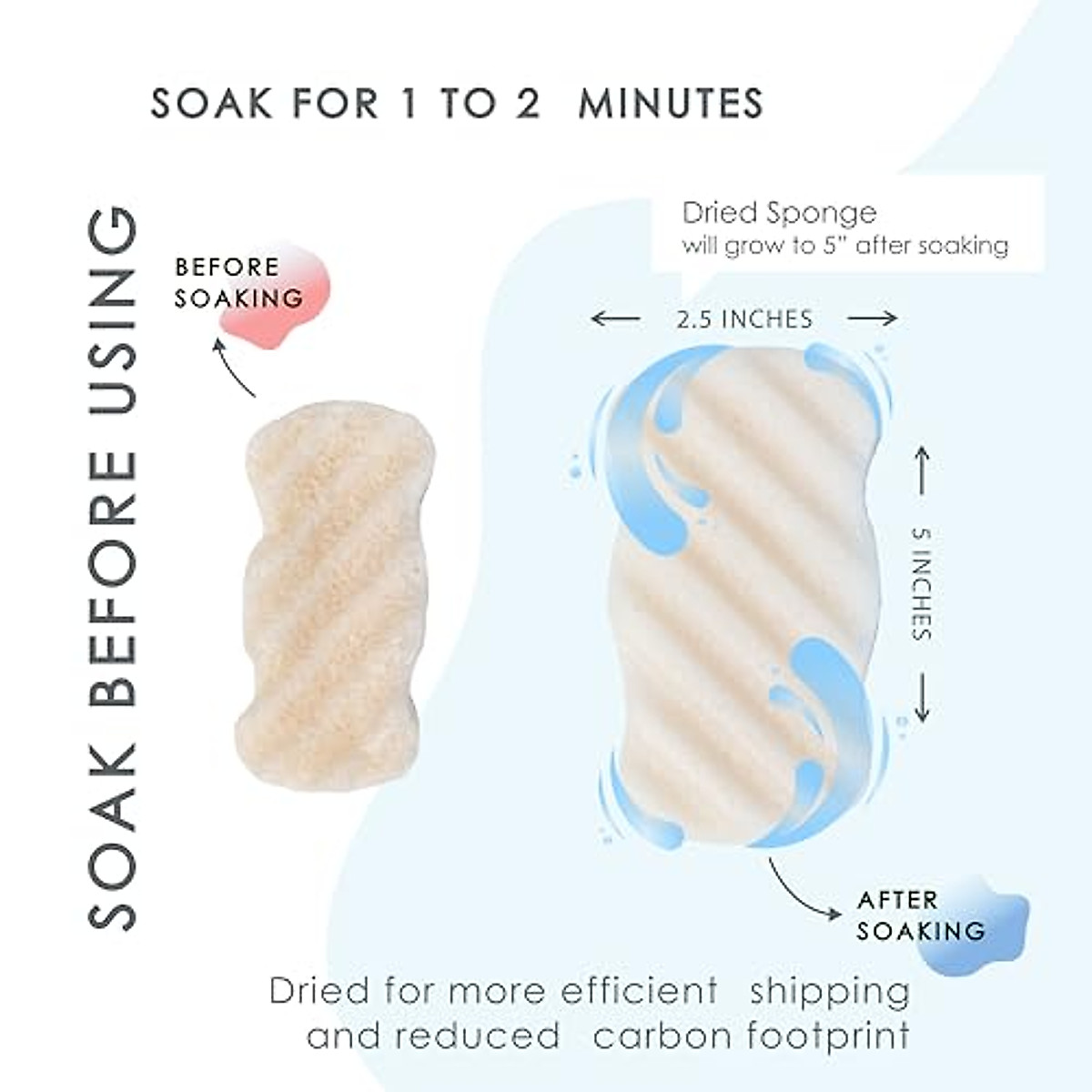 Konjac Body Sponge (2 Pack) | 100% Natural & Dye Free | Non-Toxic | Biodegradable | Eco-Friendly | Plastic Free Packaging