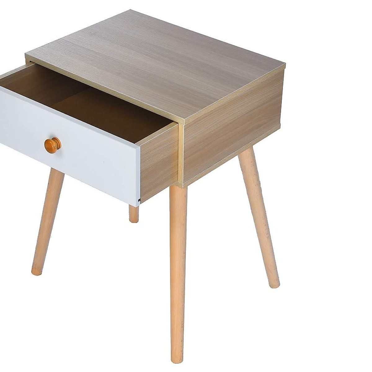 Toxz office products Modern Log Bedroom Livingroom Storage Cabinet Table,Drawer Cabinet,Solid Wood Legs,Display Desk,Anti-Slip Mat,Wood Grain Color(Ship from US!)