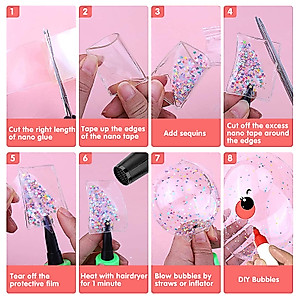 Nano Tape Bubbles Kit, Double Sided Tape Magic Plastic Bubbles Balloon, DIY Craft Kit, Nano Tape Elastic Bubble for Adult, Kids, Girls, Boys, Party Favors & Fidget Toys (9.8 Feet)