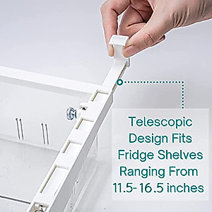 J2K Refrigerator Organizer Bin | Retractable Fridge Storage Drawer Organizer | 1-4 Adjustable Partition Fruits, Vegetables, Egg Storage Container | Fits Fridge Shelf Lip Under 1.5 Cm