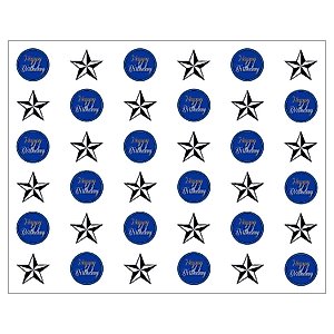 BannerBuzz Happy Birthday 3D Stars Theme Custom Step and Repeat Banner, Graphic, 11 oz. PVC Flex, 720 DPI Eco-Solvent Printing, for Events and Parties, Photography Background (8'W x 10'H)