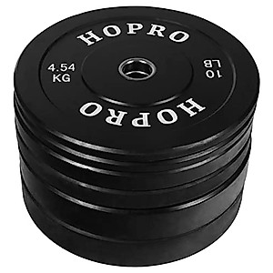BalanceFrom HoPro Olympic Bumper Plate Weight Plate with Steel Hub, Pairs or Sets, Black