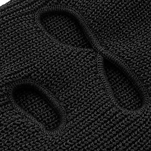 KBH-16 BLK Three Hole Mask Winter Knit Ski Hat Ribbed Beanie Balaclava