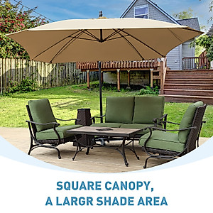 Aoodor Offset Square Patio Umbrella 8.7‘ Cantilever Hanging Market Umbrella Water Resistant UV Protection Brown- Base Not Included