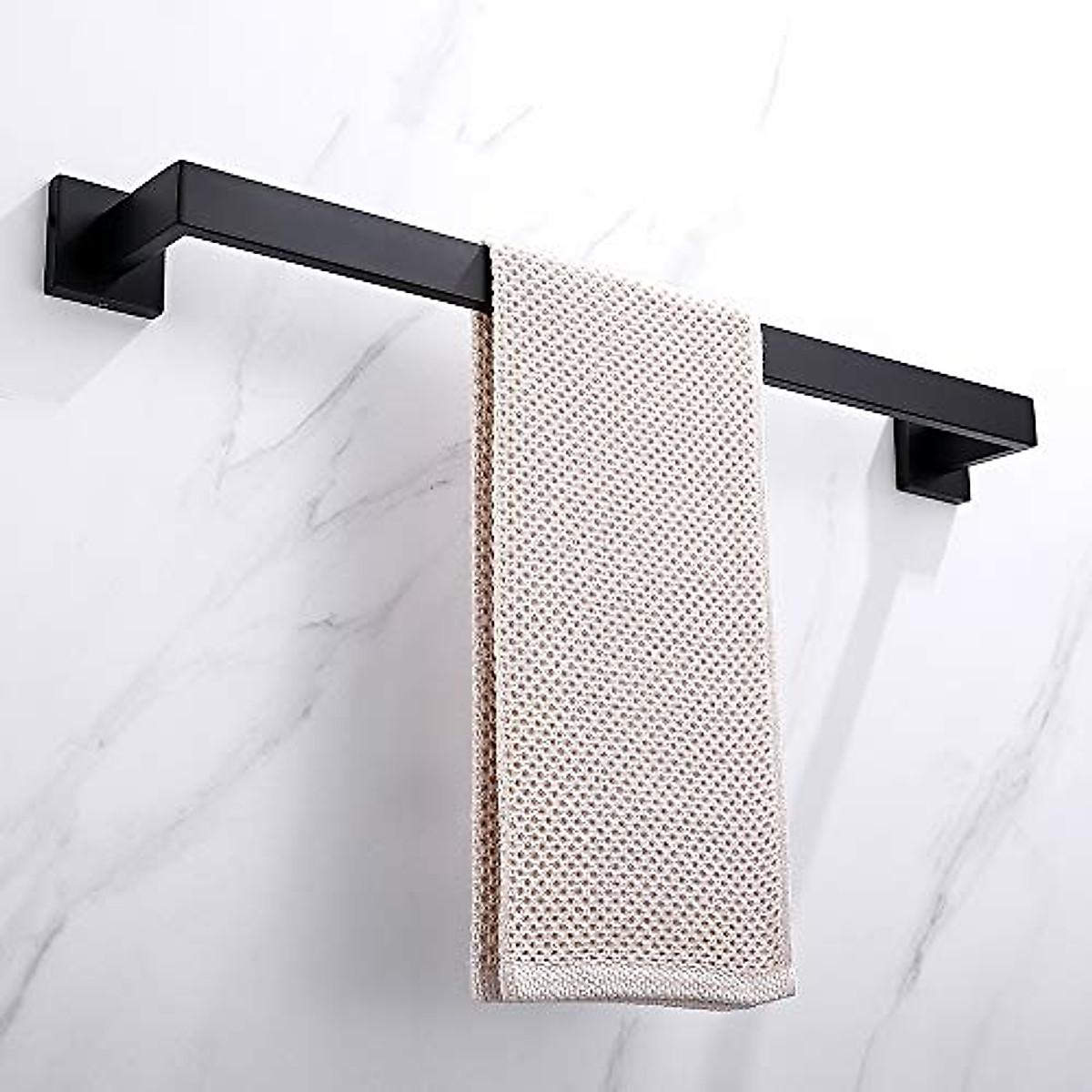 TASTOS 23.6 Inch Black Single Towel Bar Rack, SUS 304 Stainless Steel Bathroom Towel Bar Heavy Duty Towel Holder Kitchen Towel Rod, Wall Mount with Screws Towel Bar Rod Matte Black Finish
