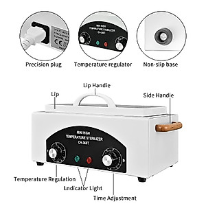 High Temperature Metal Tool Cleaning Box, 110V 300W 1.5L with Timer Manicure Pedicure SPA Salon Barber Equipment for Sundry Beauty Hair Nail Metal Tools with Handle