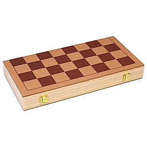 Sterling Games Chess, Checkers, Backgammon Game 3 in 1 Combo Set | 15 inch Wooden Folding Chess Board Game Set for Kids and Adults