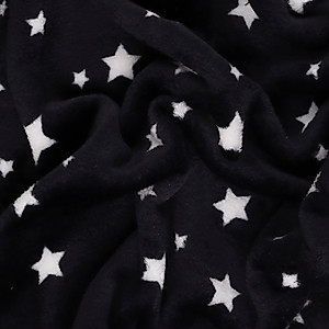 Mook Fabrics Fleece Flannel Star, Black Cut by The Yard