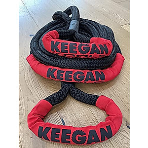 KEEGAN TOOLS 3/4" x 20' Kinetic Recovery Rope 16000lbs Breaking Strength Stretches Up to 30% in Length for Snowmobile, Off Road Rope for Jeep, Truck, Car, ATV, UTV, Tractor, Tow Strap, Recovery Strap