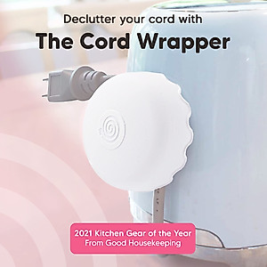 2-Pack Heat-Resistant Cord Organizer for Appliances, Kitchen, Computers & More | Stick-On Cord Wrappers with Flexible Base, Secure Scalloped Edge, White (3 x 1.5 Inches)