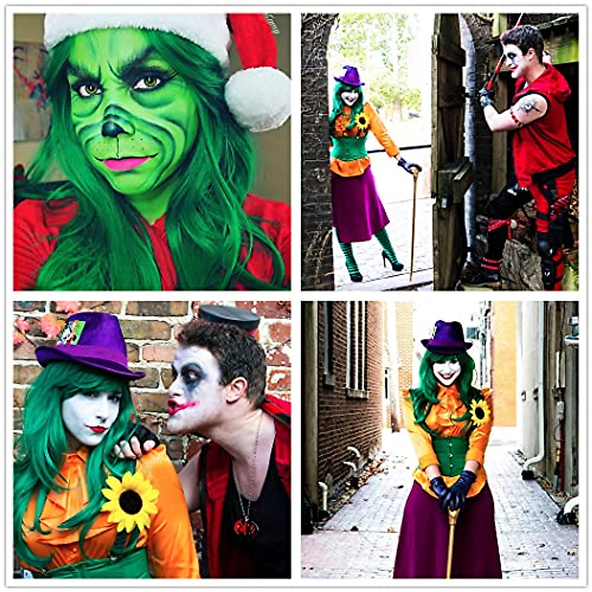 Bopocoko Green Wig Long Green Wigs for Women St Patricks Day Green Wig with Bangs Curly Wavy Soft Synthetic Green Wig BU036D