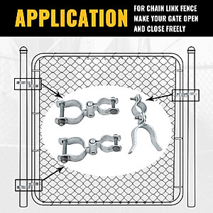 VIVIDA 1-3/8" x 2-3/8" Chain Link Gate Hinge Latch Kit, Include Female & Male Gate Hinges, 1-3/8" x 2-3/8" Fence Fork Latch, Chain Link Fence Hardware, Galvanized Steel