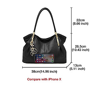 Genuine Leather Handbags for Women Top-handle Bags with Keyring Jewelry Decoration Women's Shoulder Bags Large Totes Purses