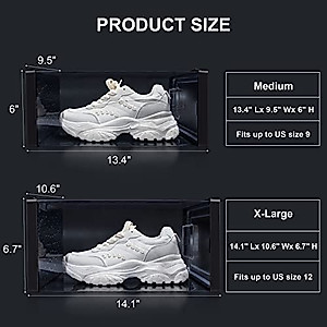 MMBABY 12 Pack Shoe Storage Box Shoe Box Clear Plastic Stackable Shoe Organizer Space Saving Foldable Shoe Container Fit up to US Size 9