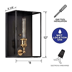 c cattleya Outdoor Wall Light Fixture, Brass Exterior Wall Lantern Sconce, Waterproof Outdoor Wall Mount Front Porch Light with Unique Door Design for Garage Garden Patio Staircase Balcony