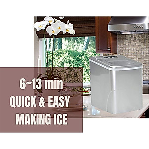 Smad Countertop Ice Maker Machine, Chewable Bullet Ice Chip Maker with Ice Scoop & Basket, 26 Lbs/Day, Silver
