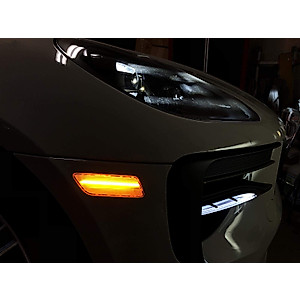 iJDMTOY Clear Lens Amber Full LED Bumper Side Marker Light Kit Compatible With 2014-up Porsche Macan, Powered by 40-SMD LED, Replace OEM Front Sidemarker Lamps