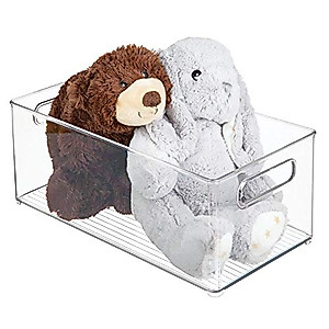 mDesign Deep Plastic Storage Organizer Container Bin, Baby and Kid Organization for Nursery, Cupboard, Playroom, Shelves, and Closet - Holds Snacks, Food, Formula, Diapers - Ligne Collection - Clear