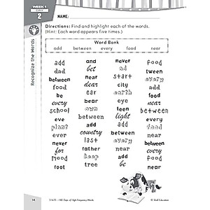 180 Days of High-Frequency Words for Second Grade - Learn to Read Second Grade Workbook - Improves Sight Words Recognition and Reading Comprehension for Grade 2, Ages 7 to 9 (180 Days of Practice)
