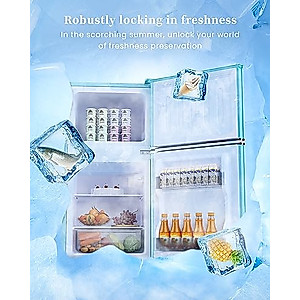 Bodare Retro Mini Fridge with Freezer: 3.2 Cu.Ft Mini Refrigerator with 2 Doors - Small Refrigerator Energy-Saving Compact Refrigerator - Small Fridge for Bedroom Dorm (Blue)