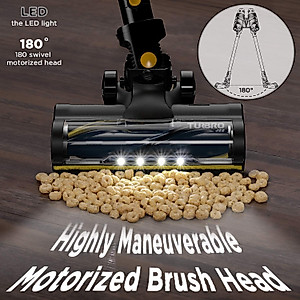 TURBRO Jeeves J22 Cordless Vacuum Cleaner 22kPa Powerful Vac w/Brushless Motor, Stick and Handheld 2-in-1, Wall-Mount, 3X Suction Modes, up to 50 min Runtime, Black