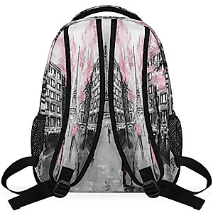 YPPAHHHH School Laptop Backpack Pink Eiffel Tower Paris France for Girls Kids Boys Watercolor Lovers Lightweight Bookbag Elementary College Travel Hiking Daypack Backpacks for Women Men