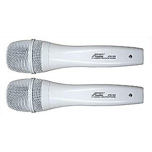 Audio2000'S S1069X2 2-Pack White Professional Unidirectional Dynamic Microphones with Built-in Acoustic Pop Filters, Rugged Construction, and Steel Mesh Grills
