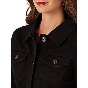 Wrangler Authentics Women's Stretch Denim Jacket, Black, X-Large