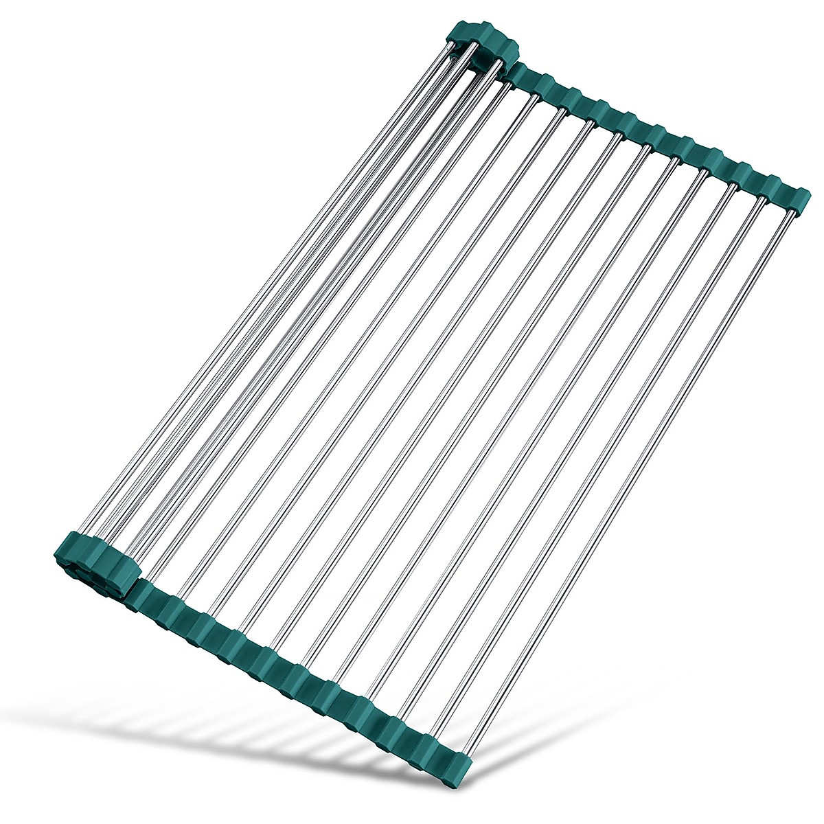 Tomorotec Stainless Steel Roll Up Dish Drying Rack, Foldable Over The Sink Rolling Drainer Rack, Multipurpose Kitchen Gadget Draining Caddy Organizer, Space Saving Sink Accessory Storage Shelf Holder