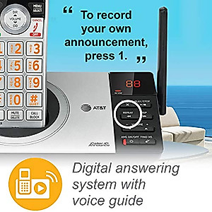 AT&T DECT 6.0 Expandable Cordless Phone with Answering System, Silver/Black with 3 Handsets