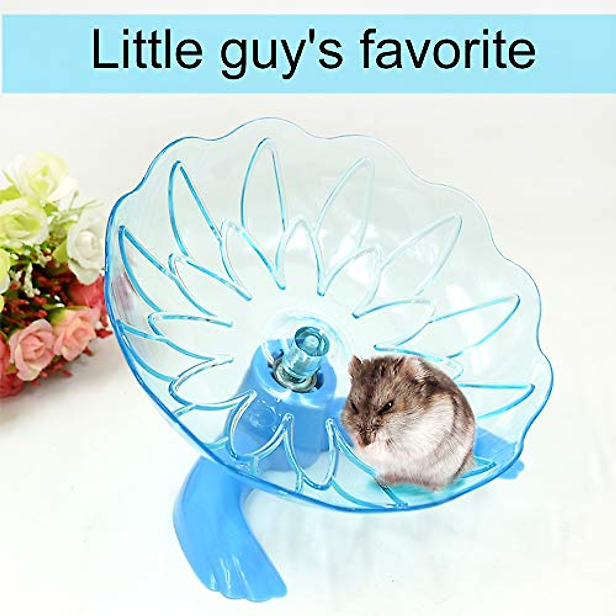 WishLotus Hamster Flying Saucer, Hamster Running Wheel Transparent Plastic Exercise Running Spinner Sports Wheel for Small Pet Like Hamster, Guinea Pig, Gerbils, Chinchillas (Blue)