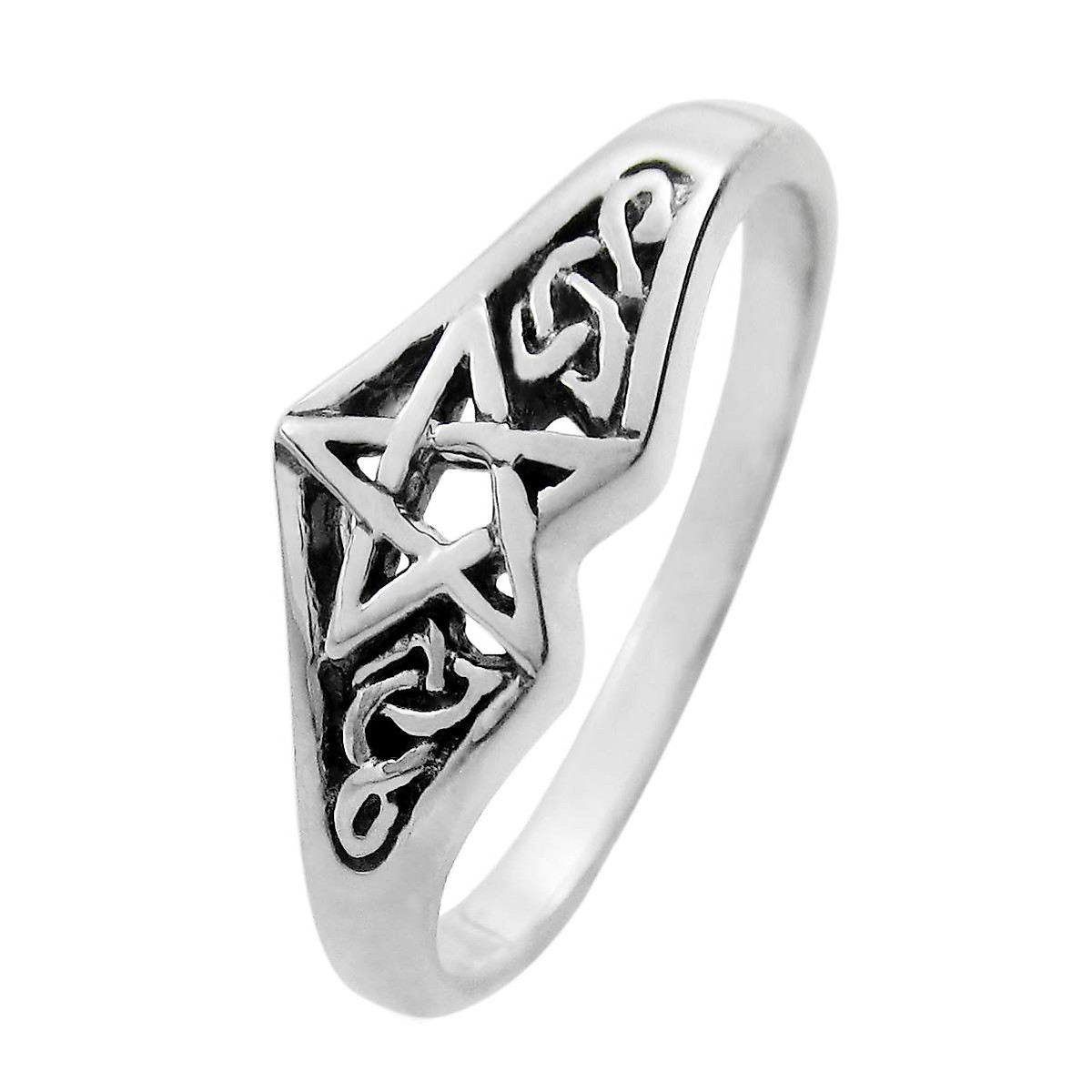Moonlight Mysteries Sterling Silver Celtic Knot Pentagram Star Ring Size 15