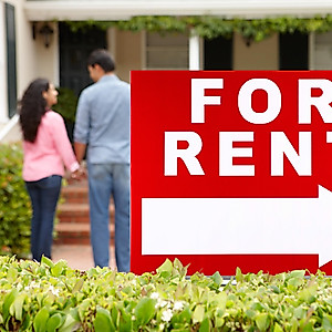 Yaomiao 5 Pcs for Rent Sign with Stand 16 x 12 Inch Plastic Yard Sign with Tall Stakes Double Sided Waterproof Corrugated for Rental House Car Apartment Shops Business(Red)