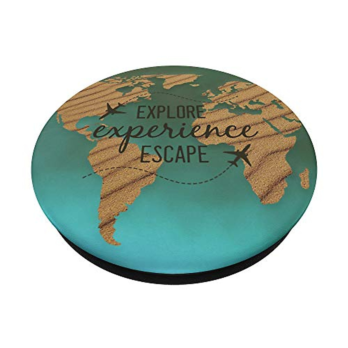 Explore Experience Escape | Turquoise World Map Travel Quote PopSockets PopGrip: Swappable Grip for Phones & Tablets