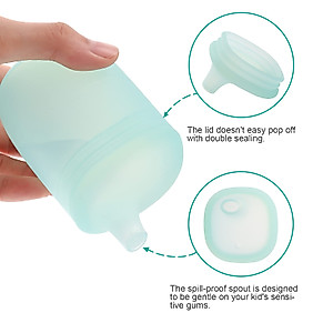 Mengdababy Straw Sippy Cup for Baby 6 Months+, Silicone Transition Sippy Cups for Toddler, Spill Proof See-thru Babies Cup, 100% Food Grade with No Fillers, BPA Free, Blue Pink