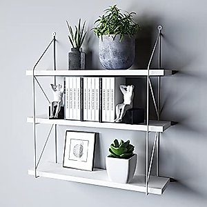 WELLAND 3-Tier Display Wall Shelf Storage Rack Wall Rack Holder Rack, White